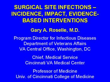 SURGICAL SITE INFECTIONS presentation | free to view