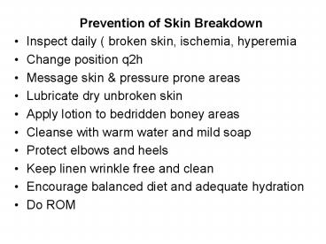 Prevention of Skin Breakdown presentation | free to view