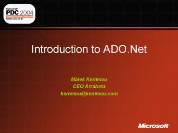 Introduction to ADO.Net presentation | free to view