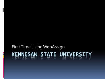 Kennesaw State University presentation | free to view