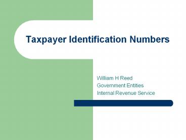 Taxpayer Identification Numbers presentation | free to view