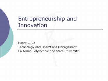 Entrepreneurship and Innovation presentation | free to view