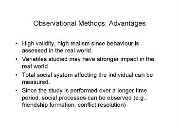 PPT – Observational Methods: Advantages PowerPoint presentation | free ...