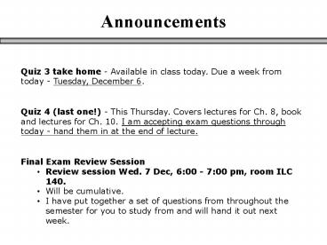 PPT – Announcements PowerPoint presentation | free to view - id: be5f-NWU4N