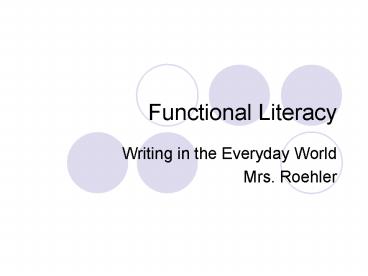 PPT – Functional Literacy PowerPoint presentation | free to view - id ...