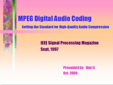 MPEG Digital Audio Coding presentation | free to view
