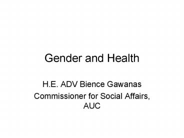 Gender and Health presentation | free to view