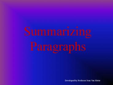 PPT – Summarizing PowerPoint presentation | free to view - id: d26c-NzkzM