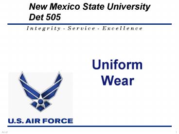 Uniform Wear presentation | free to view