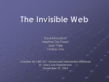 PPT – The Invisible Web PowerPoint presentation | free to view - id ...