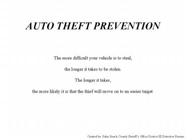 AUTO THEFT PREVENTION presentation | free to download