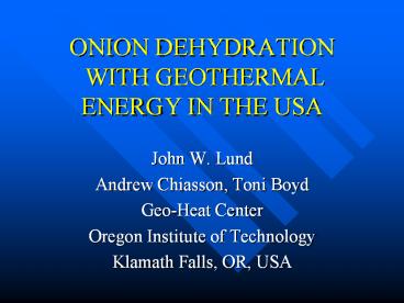 Andrew Chiasson, Toni Boyd. Geo-Heat ... Creoloe, Southpor presentation ...