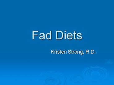 Fad Diets presentation | free to view