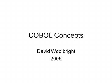 COBOL Concepts presentation | free to view