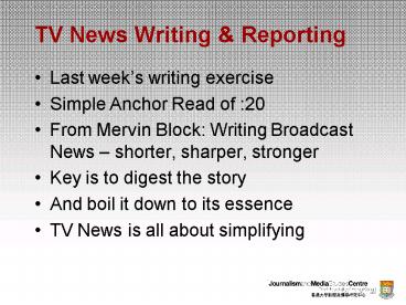 TV News Writing presentation | free to view