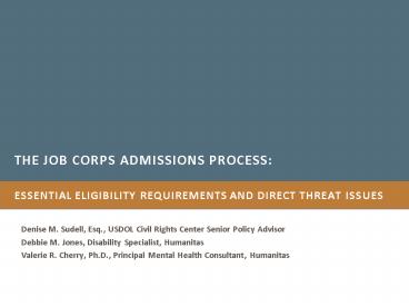 The Job Corps Admissions Process: presentation | free to download