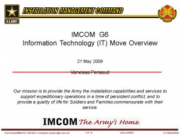 IMCOM G6 presentation | free to view