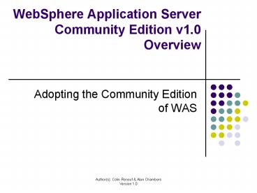 WebSphere Application Server Community Edition v1.0 Overview ...