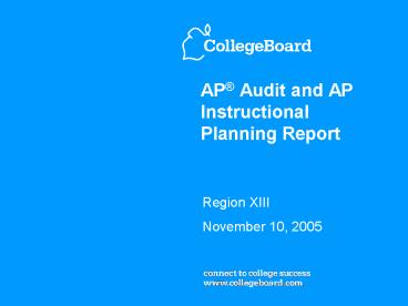 AP Audit and AP Instructional Planning Report presentation | free to view