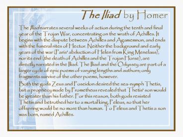 The Iliad by Homer presentation | free to view