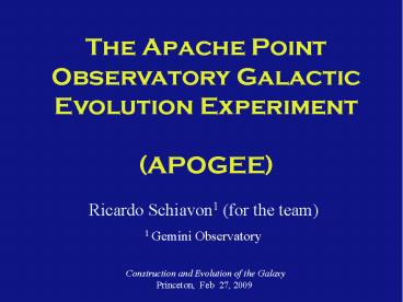 The Apache Point Observatory Galactic Evolution Experiment (APOGEE) presentation | free to download