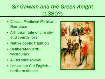 PPT – Sir Gawain and the Green Knight 1380 PowerPoint presentation ...