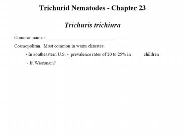 Trichurid Nematodes Chapter 23 Trichuris trichiura presentation | free ...