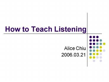 How to Teach Listening presentation | free to view