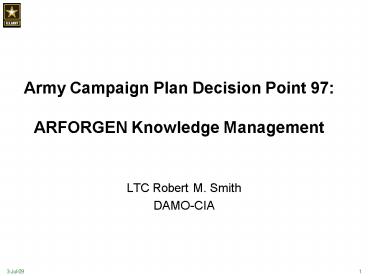 PPT – Army Campaign Plan Decision Point 97: ARFORGEN Knowledge ...
