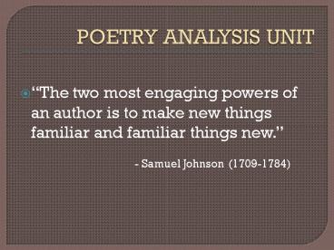 POETRY ANALYSIS UNIT presentation | free to view