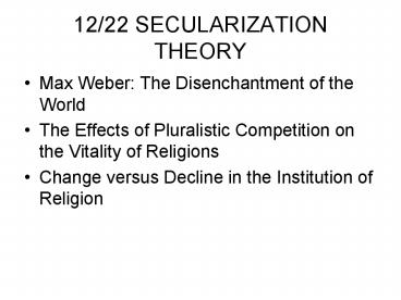 PPT – 1222 SECULARIZATION THEORY PowerPoint presentation | free to view ...