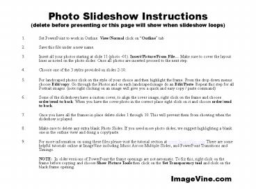 PPT – INSTRUCTIONS PowerPoint presentation | free to view - id: 12f51-YmFlZ