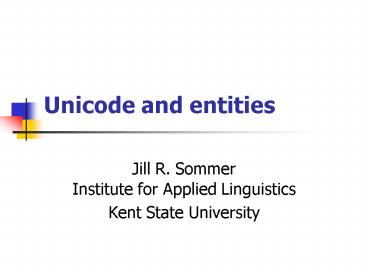 Unicode and entities presentation | free to view