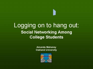 PPT – Logging on to hang out: PowerPoint presentation | free to view ...