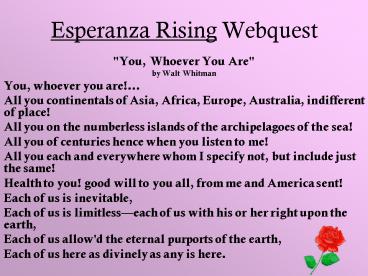 PPT – Esperanza Rising Webquest PowerPoint presentation | free to view ...