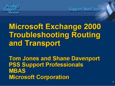 PPT – Microsoft Exchange 2000 Troubleshooting Routing and Transport Tom ...
