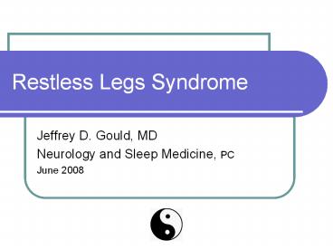 Restless Legs Syndrome presentation | free to view