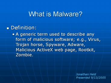 What is Malware presentation | free to download