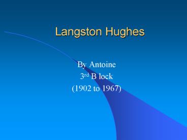 Langston Hughes presentation | free to download