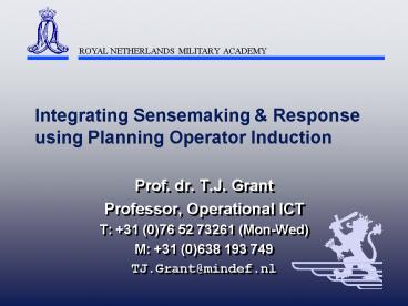 PPT – Integrating Sensemaking PowerPoint presentation | free to view - id: 1620a-Y2JlY