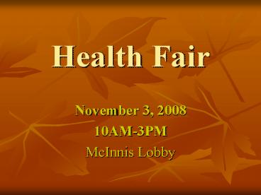 Health Fair presentation | free to view