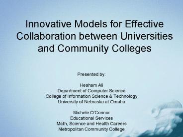 Innovative Models for Effective Collaboration between Universities and ...