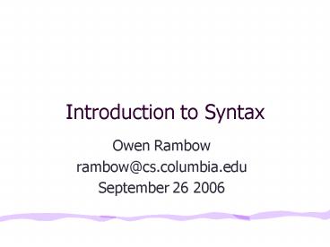 PPT – Introduction to Syntax PowerPoint presentation | free to download ...
