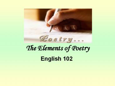 The Elements of Poetry presentation | free to view
