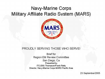 NavyMarine Corps Military Affiliate Radio System MARS PROUDLY SERVING ...