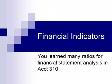Financial Indicators presentation | free to view