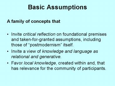Basic Assumptions presentation | free to view