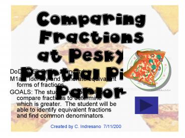 Comparing Fractions at Peskys Partial Pizza Parlor presentation | free ...