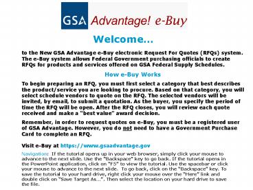 to the New GSA Advantage eBuy electronic Request For Quotes RFQs system ...