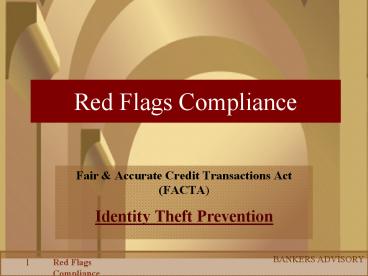 Red Flags Compliance presentation | free to view